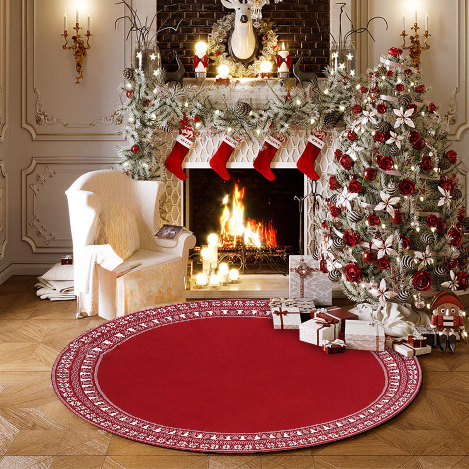 LongLiYi Christmas Round Rug 24 Inch,Christmas Area Rug Washable ...
