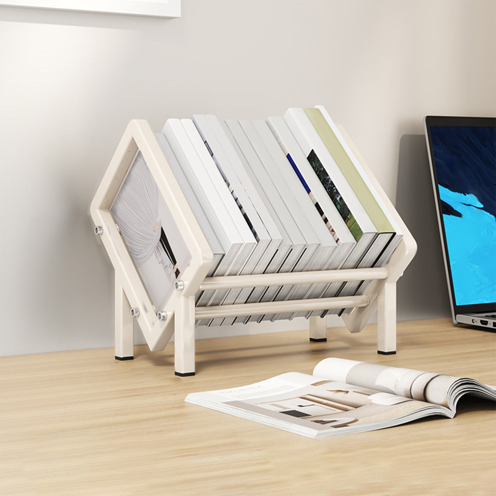 LongLiYi Desktop Bookshelf Stainless Steel Material Desk Book Storage ...