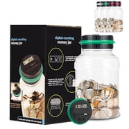 WUXICHEN Large Electronic Plastic Clear Digital Piggy Bank Coin Savings ...