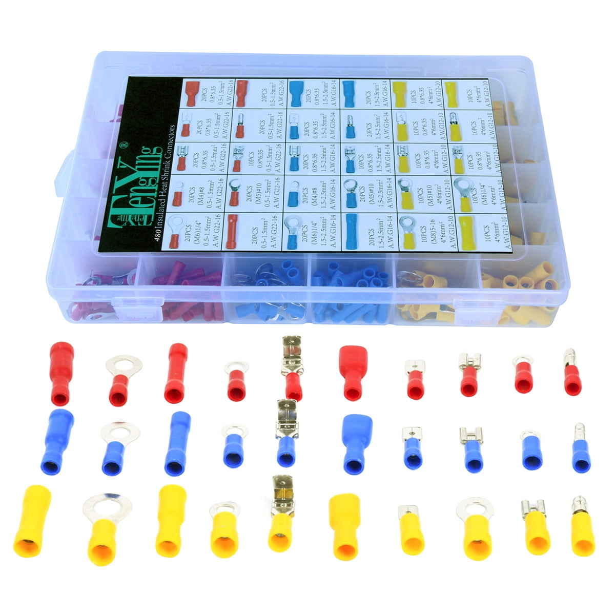 LongYTong 480pcs Ring Terminals Wire Connectors Terminal Spade ...