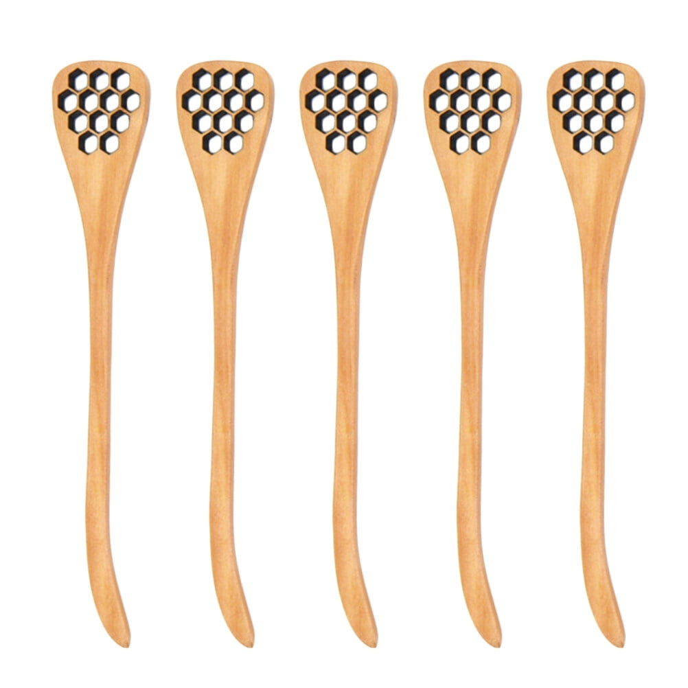 LongYTong 5PCS Wooden Hollow Carving Honey Stirring Spoons Janpanese ...