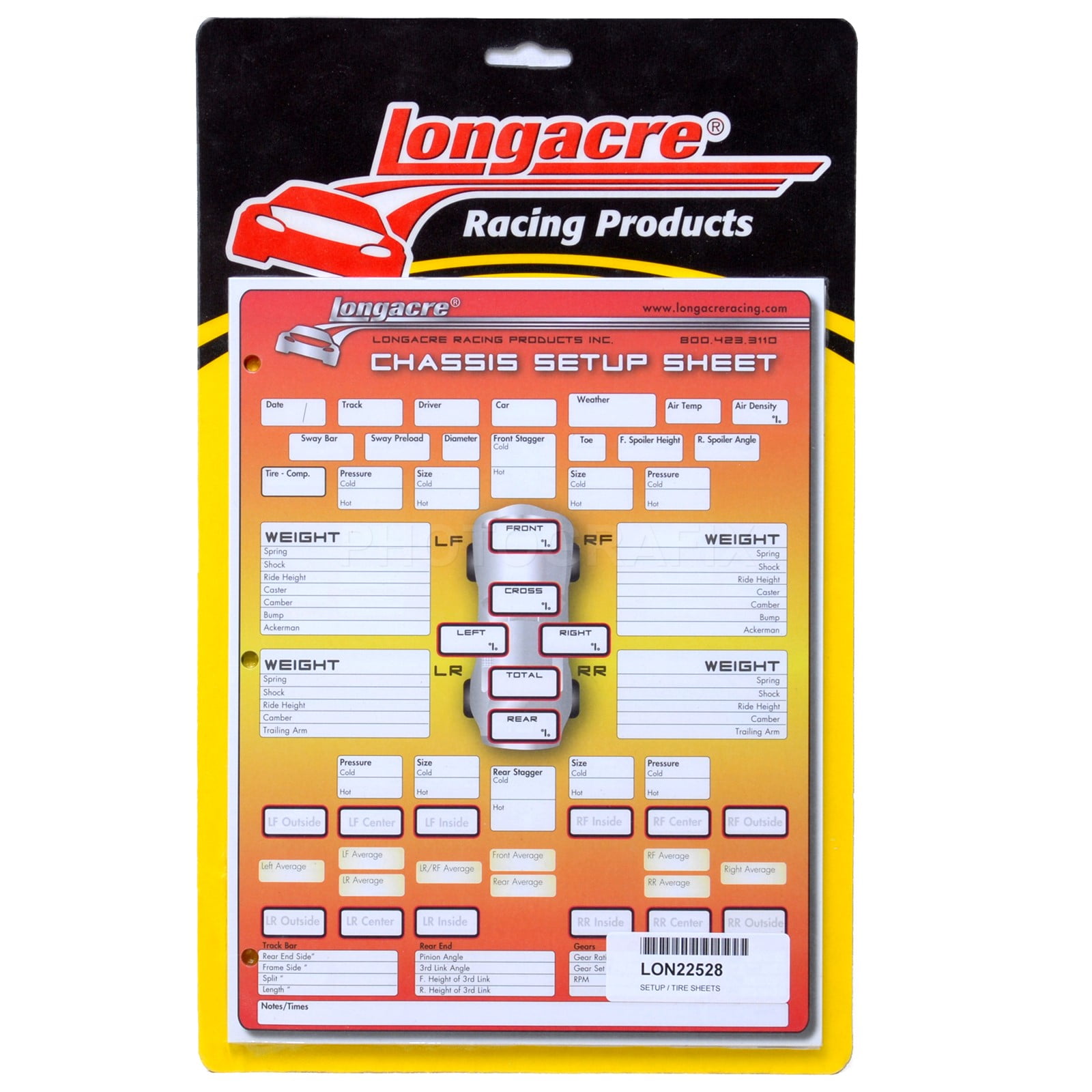 Longacre Racing 22528 Chassis Set-up / Tire Chart - Walmart.com