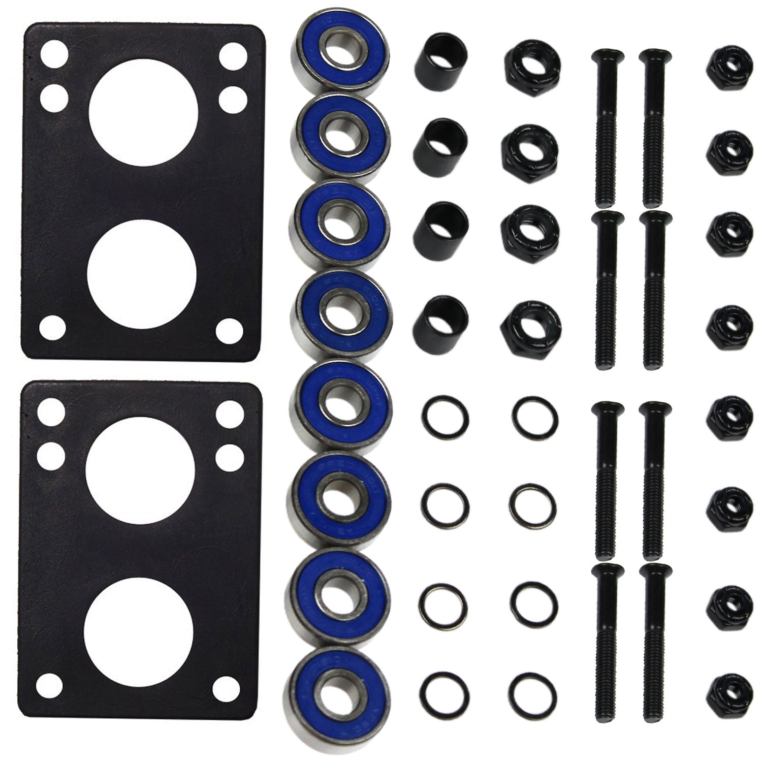 Longboard Hardware Refresh Kit - Bearings, Risers, 1.25" Hardware, Nuts ...