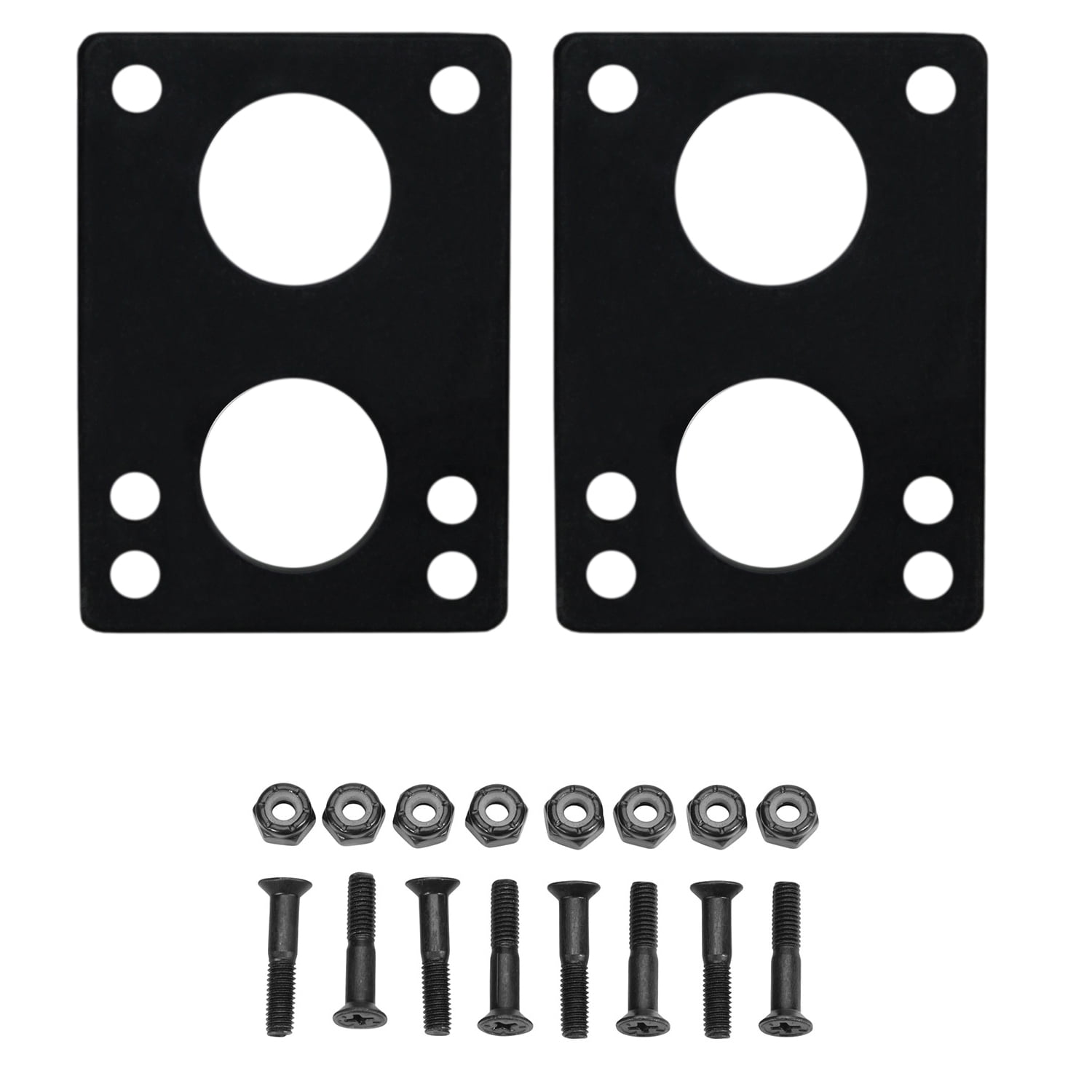 Longboard Riser Pads and Hardware 1/4" (6mm) Black Risers and 1 1/4 ...
