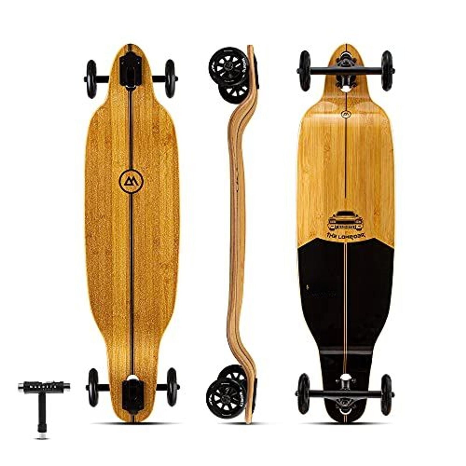 Longboard Skateboard, 100mm Wheels, Bamboo Deck with Maple Core, 40" x ...