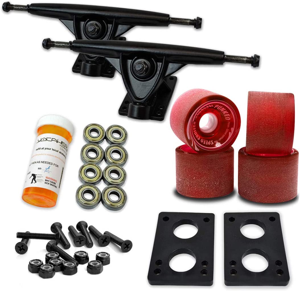 Longboard Skateboard Trucks and Wheels Combo Set – Heavy Duty Aluminum ...