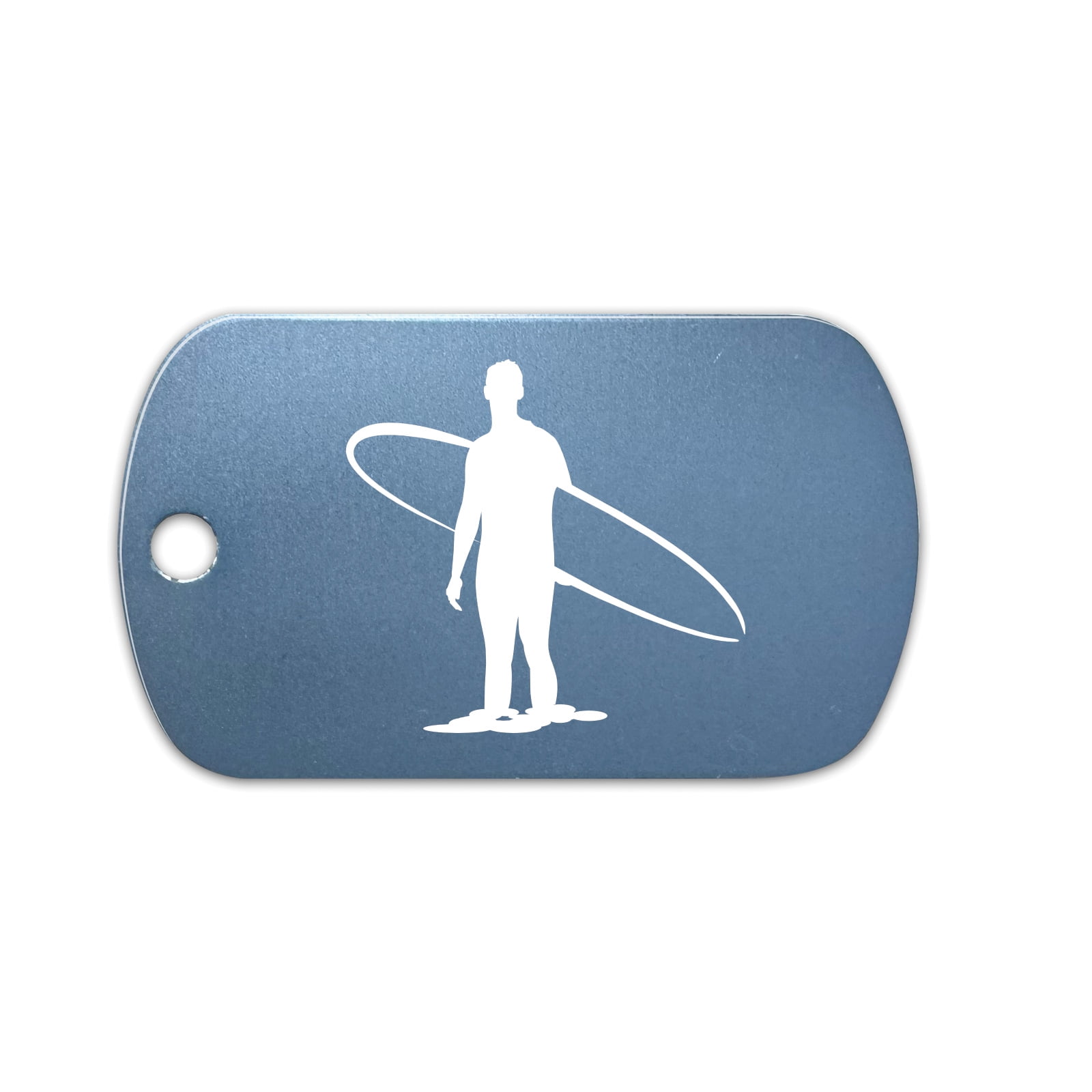 Longboard Surfer V2 GI Dog Tag Aluminum Keychain surf surfing - Light ...
