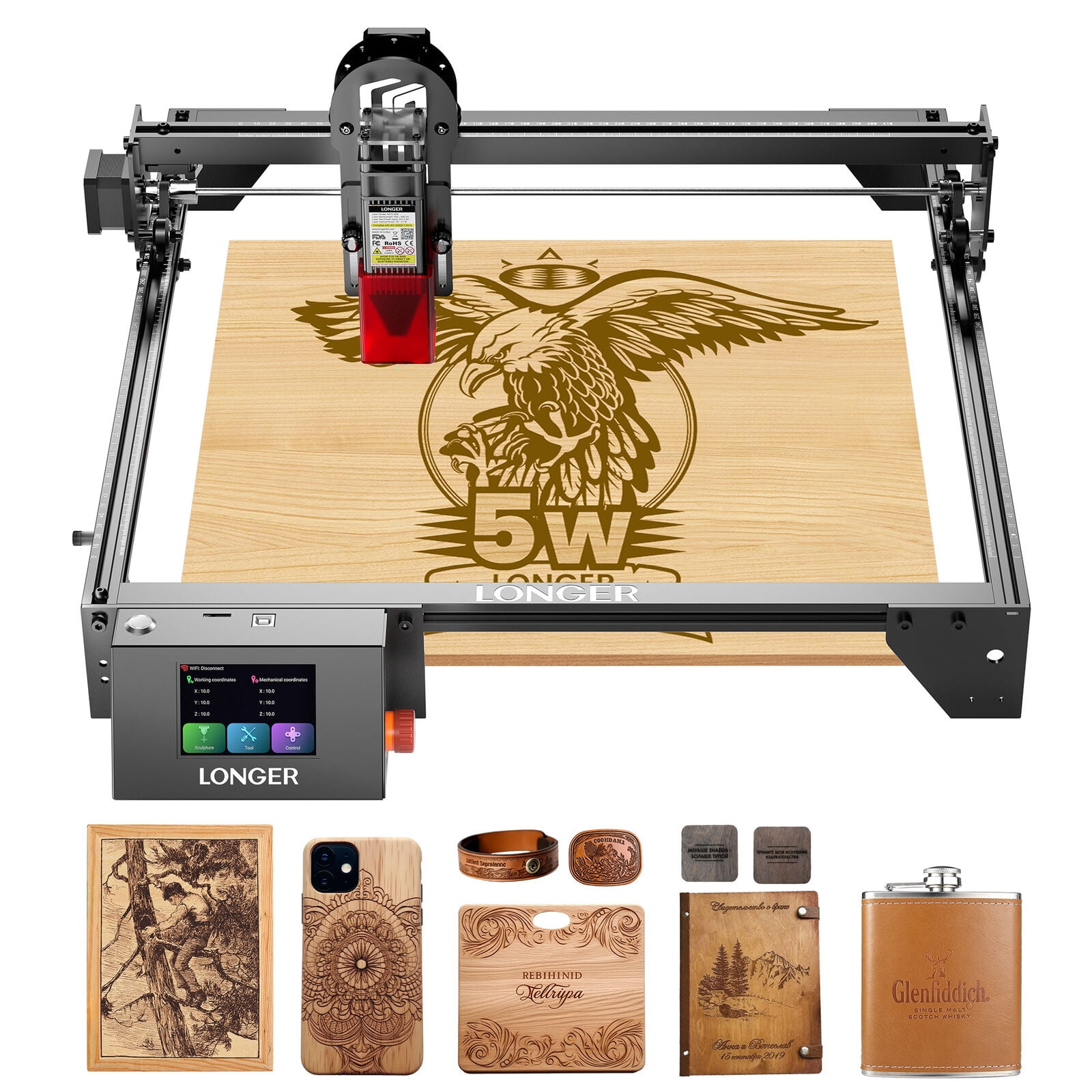 Longer Ray5 60W laser cutter,5W laser engraver and high precision laser ...