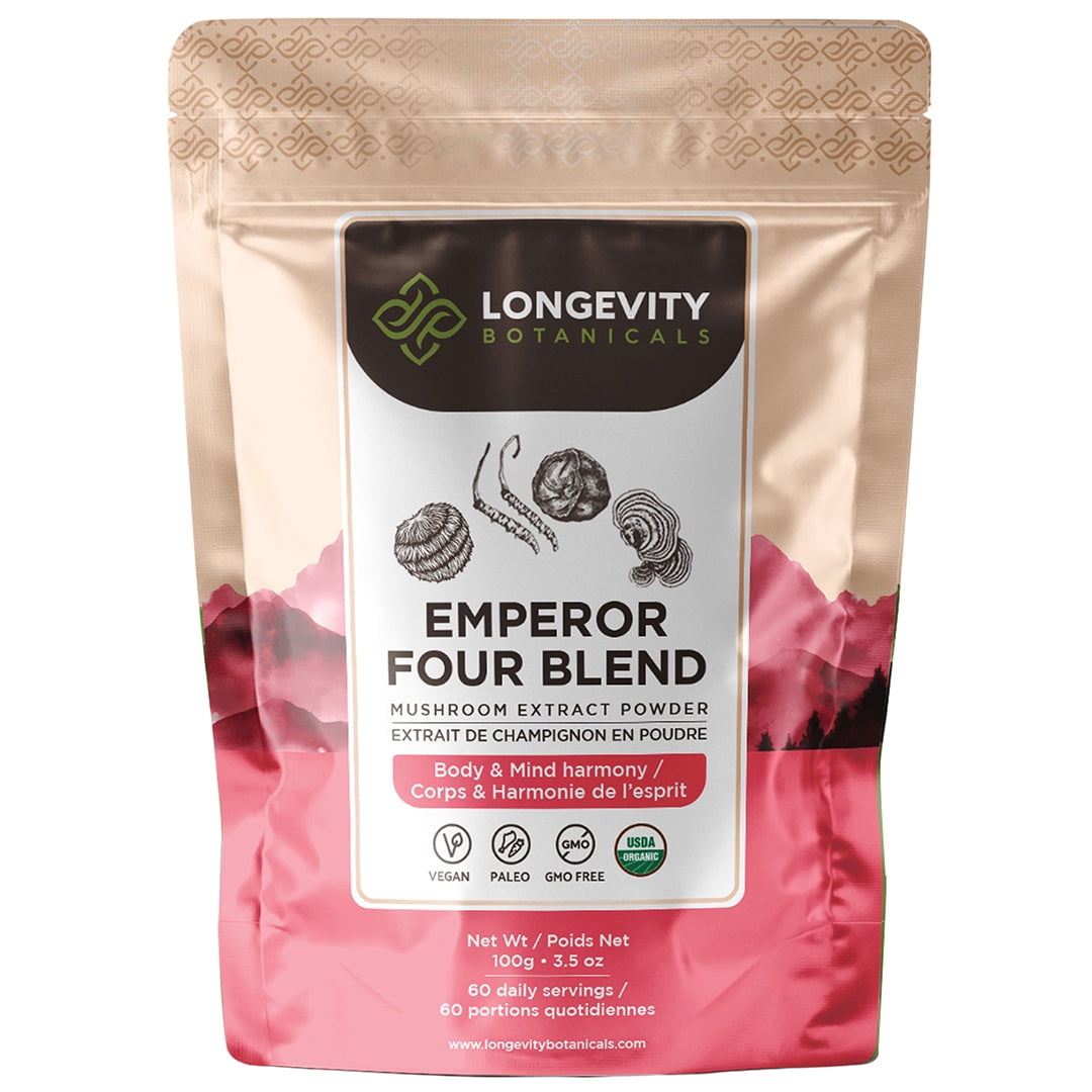 Longevity Botanicals Organic Emperor's 4 Blend Mushroom Supplement ...