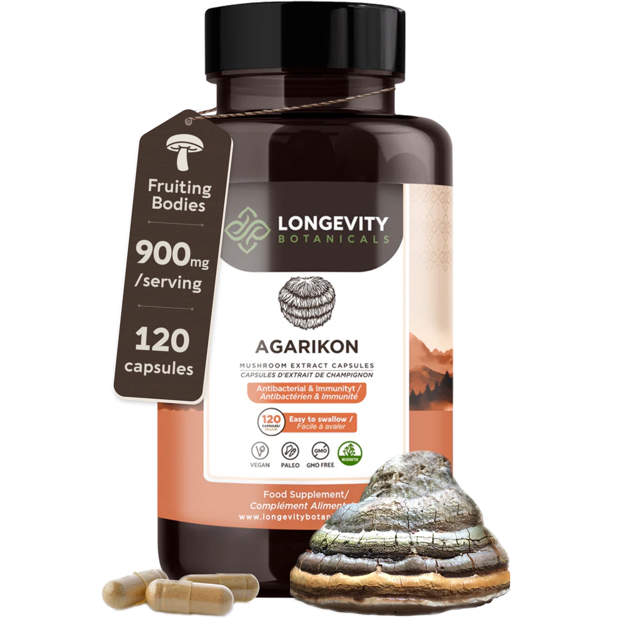 Longevity Botanicals Pure Agarikon Mushroom Extract Health Capsules ...