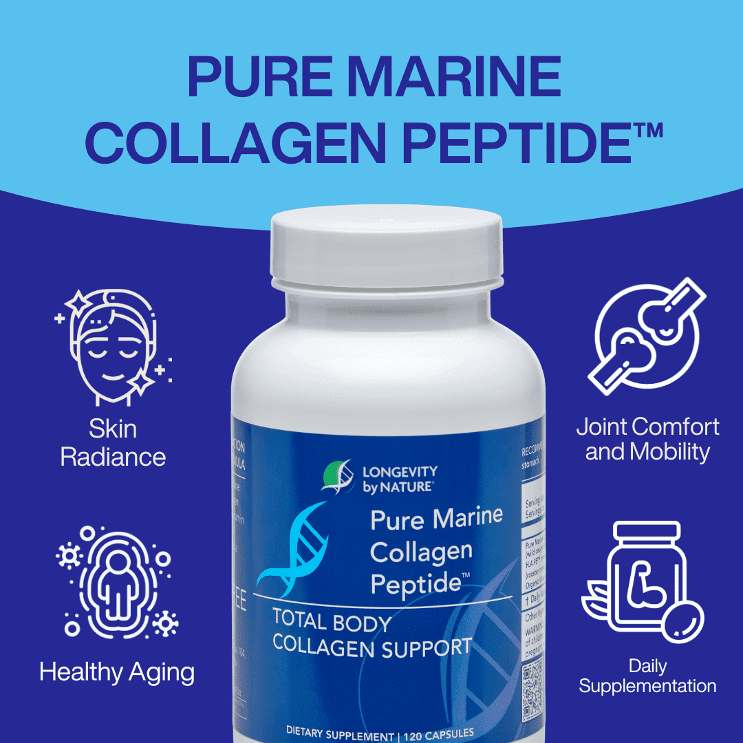 Longevity by Nature, Pure Marine Collagen Peptides Type I & III, 120 ...