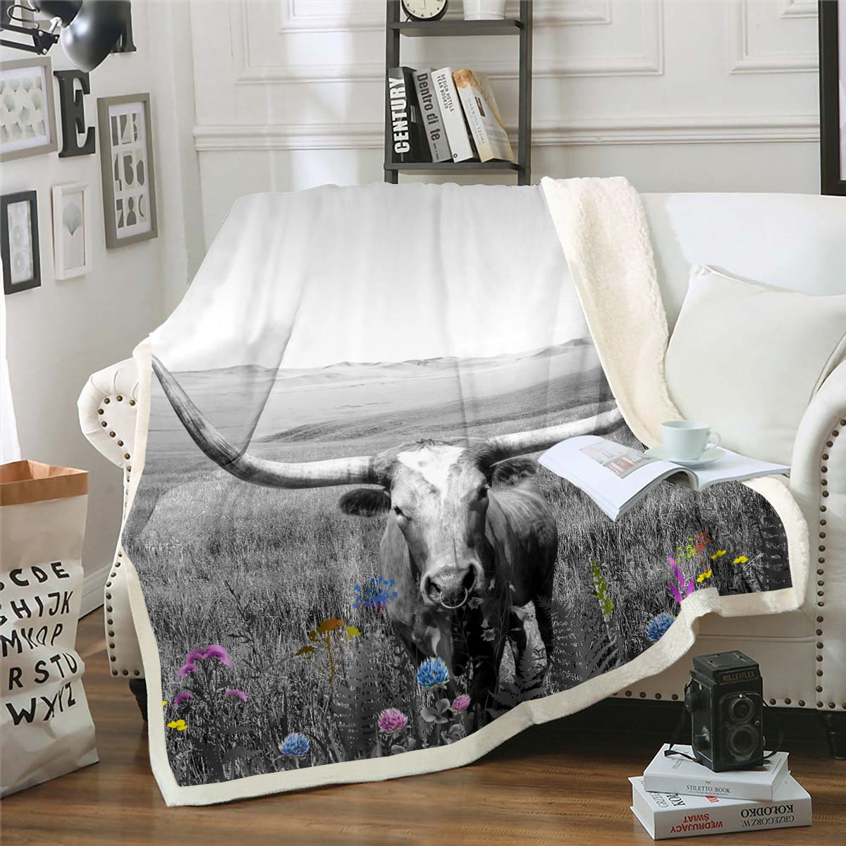 Longhorn Bull Blanket Highland Cow Cattle Throw Blanket 90"x90",Western ...