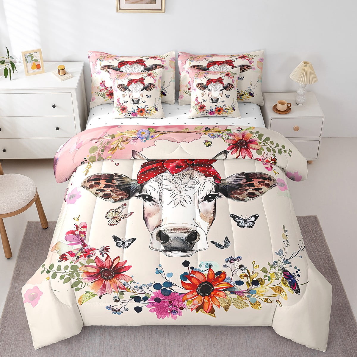 Longhorn Bull Cattle Reversible Bed in a Bag King Size Comforter Set 7 ...
