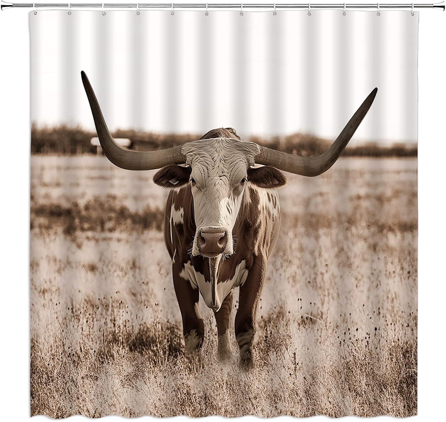 Longhorn Cow RV Shower Curtain Small Stall,Rustic Highland Cow Western ...