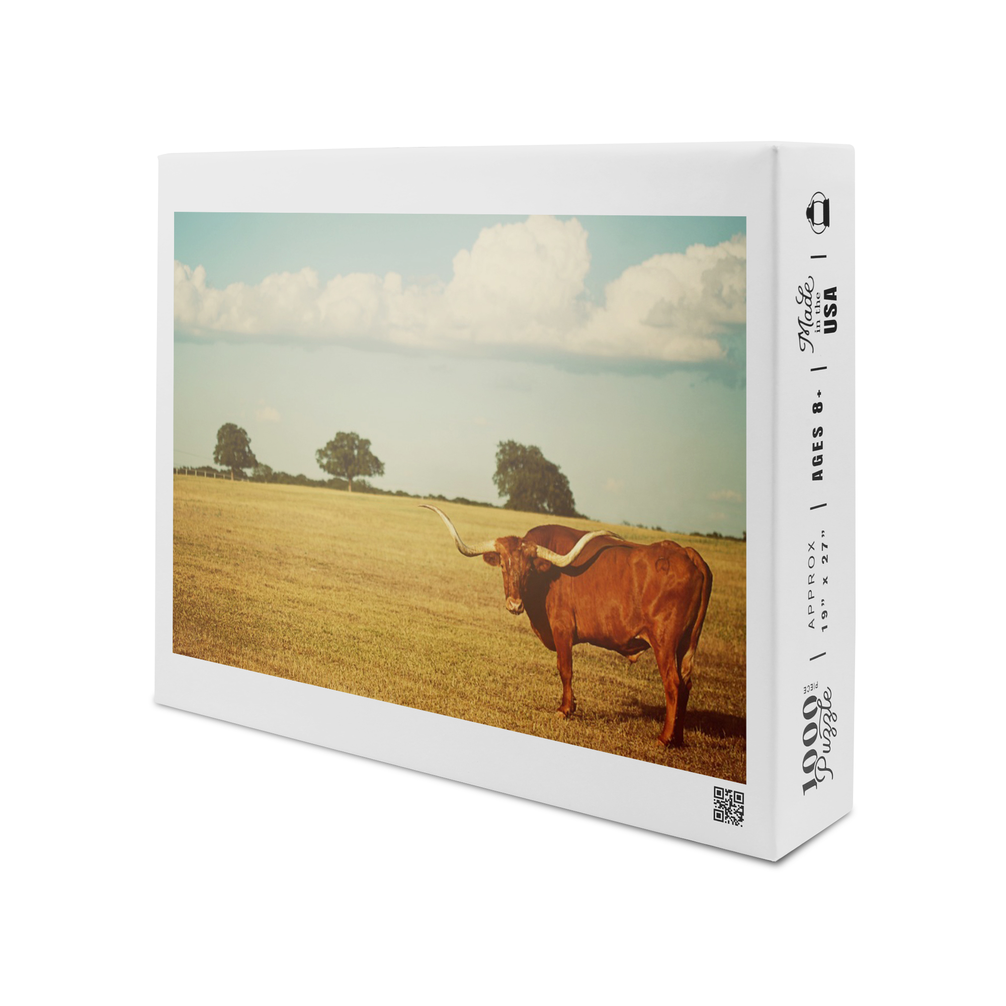 Longhorn in Field (1000 Piece Puzzle, Size 19x27, Challenging Jigsaw ...