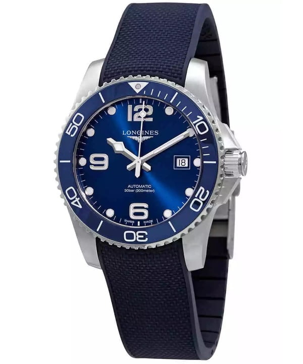 Longines Hydroconquest Rubber Strap Sunray Blue Dial Automatic Diver's ...