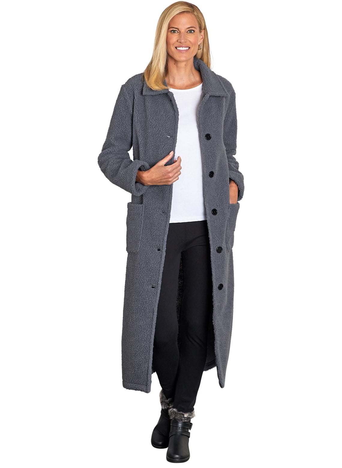 Longline Berber Coat by Easy Essentials - Walmart.com