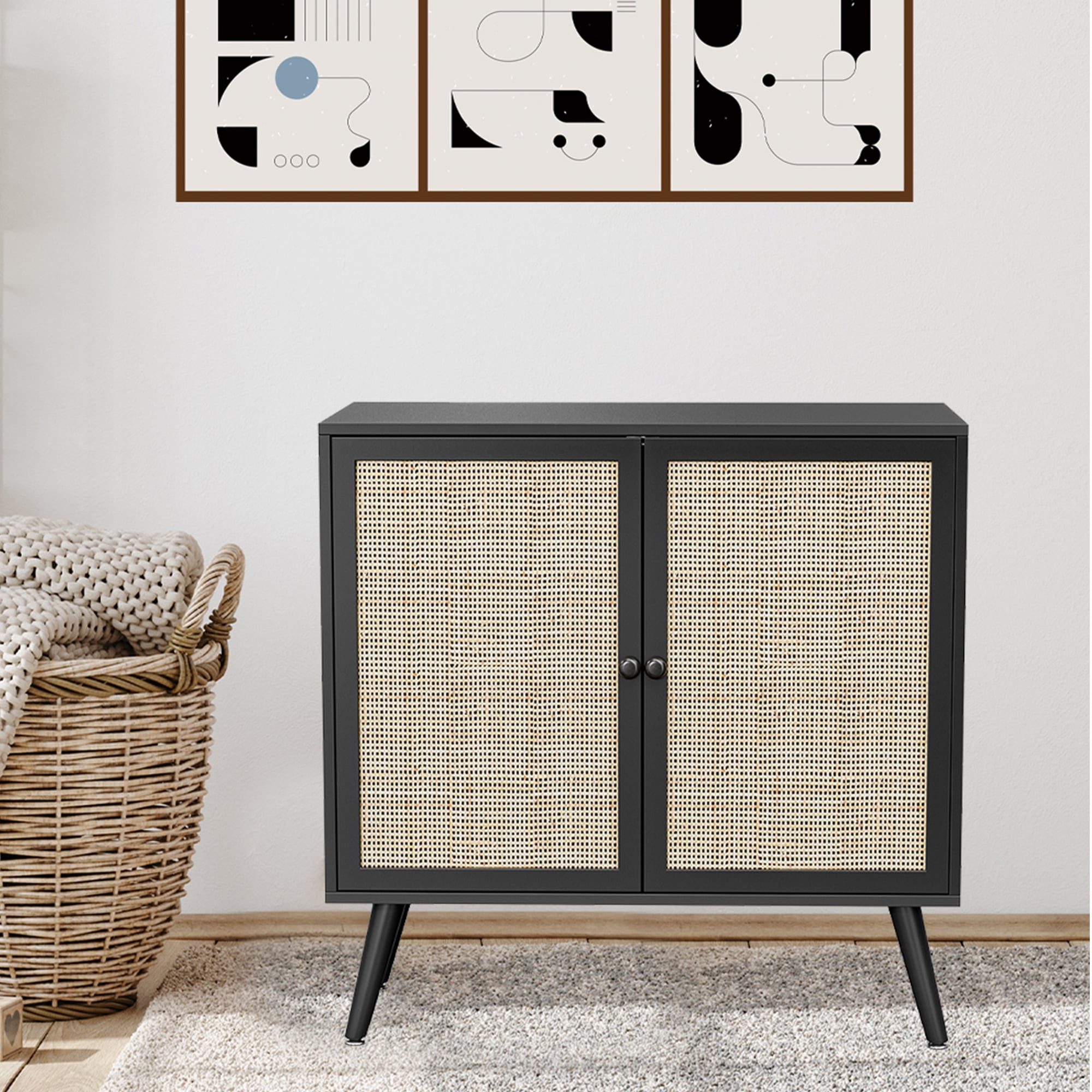 Longmaya Buffet Cabinet with Storage, Boho Sideboard Kitchen Cabinet ...