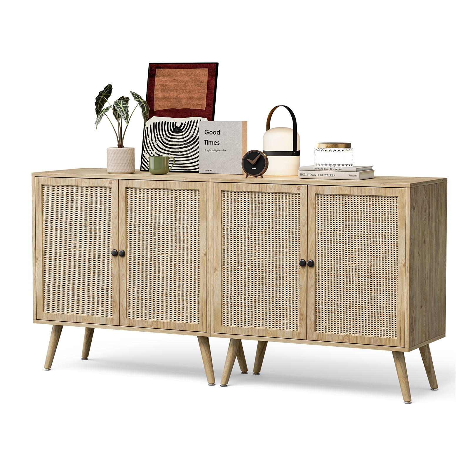 Longmaya Buffet Cabinet with Storage, Boho Sideboard Kitchen Cabinet ...