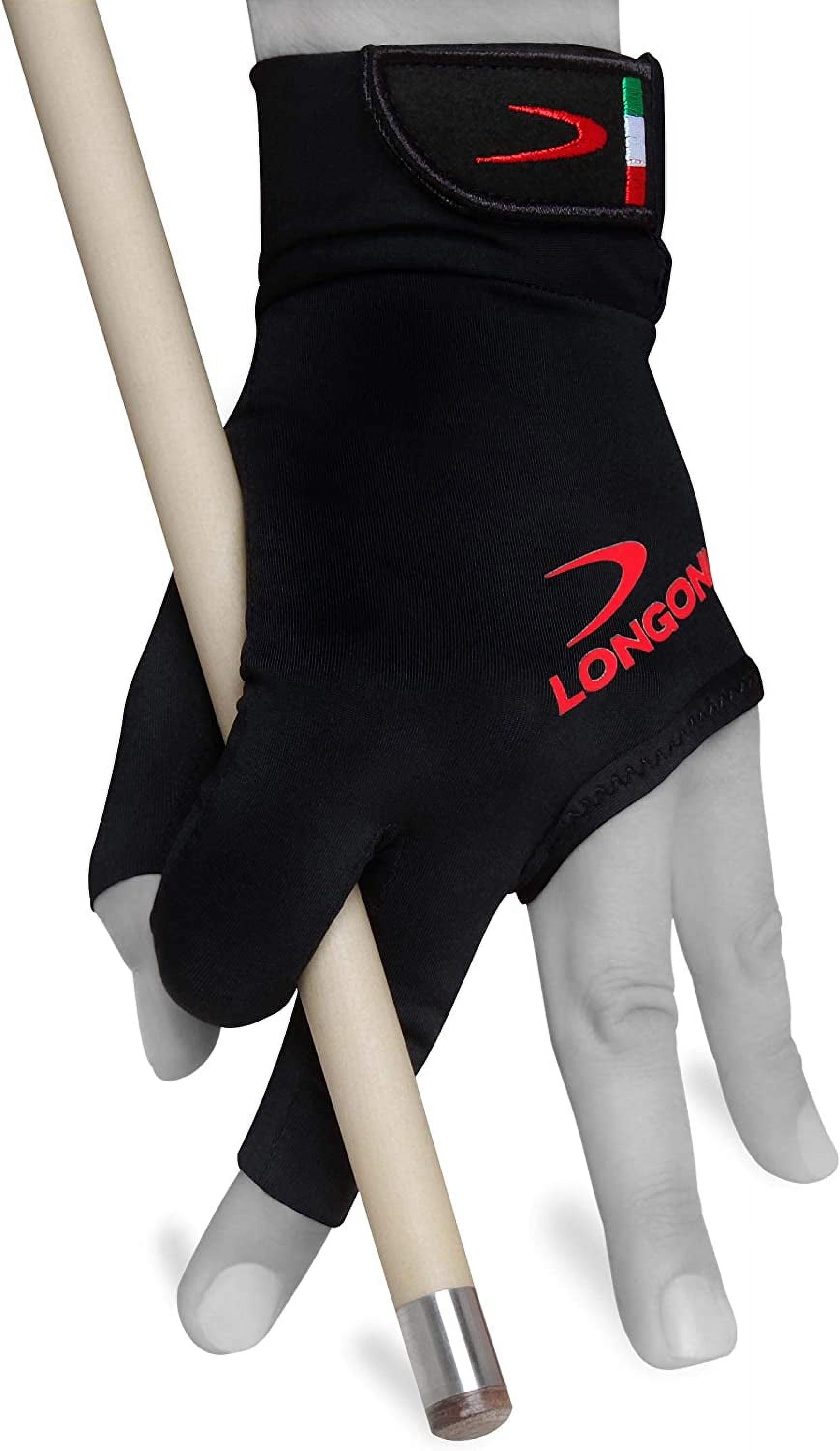 Longoni Black Fire 2.0 Billiard Pool CUE Glove - for Left or Right Hand ...