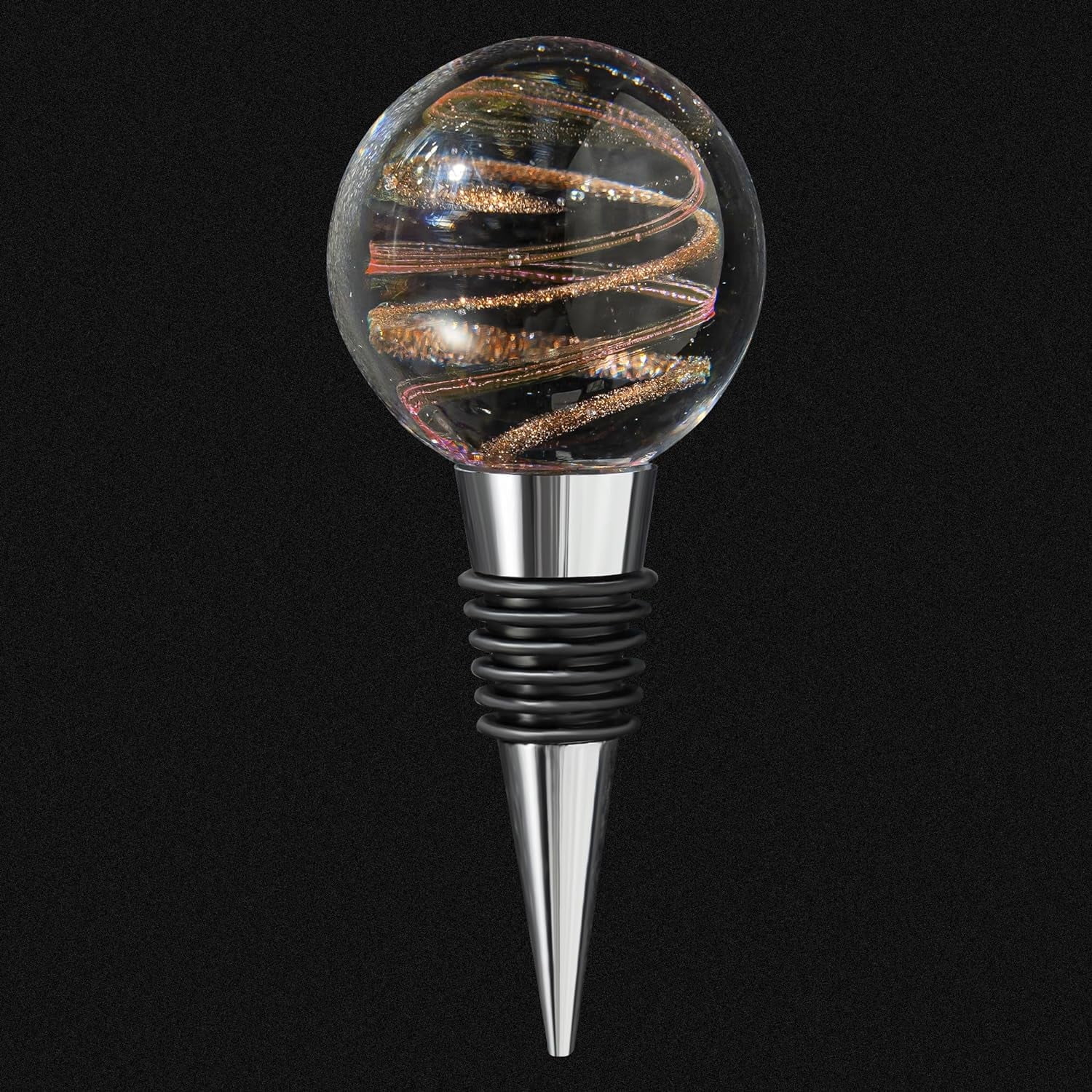 Longree Art Wine Bottle Stoppers, Blown Glass Ball Decoration,Reusable ...
