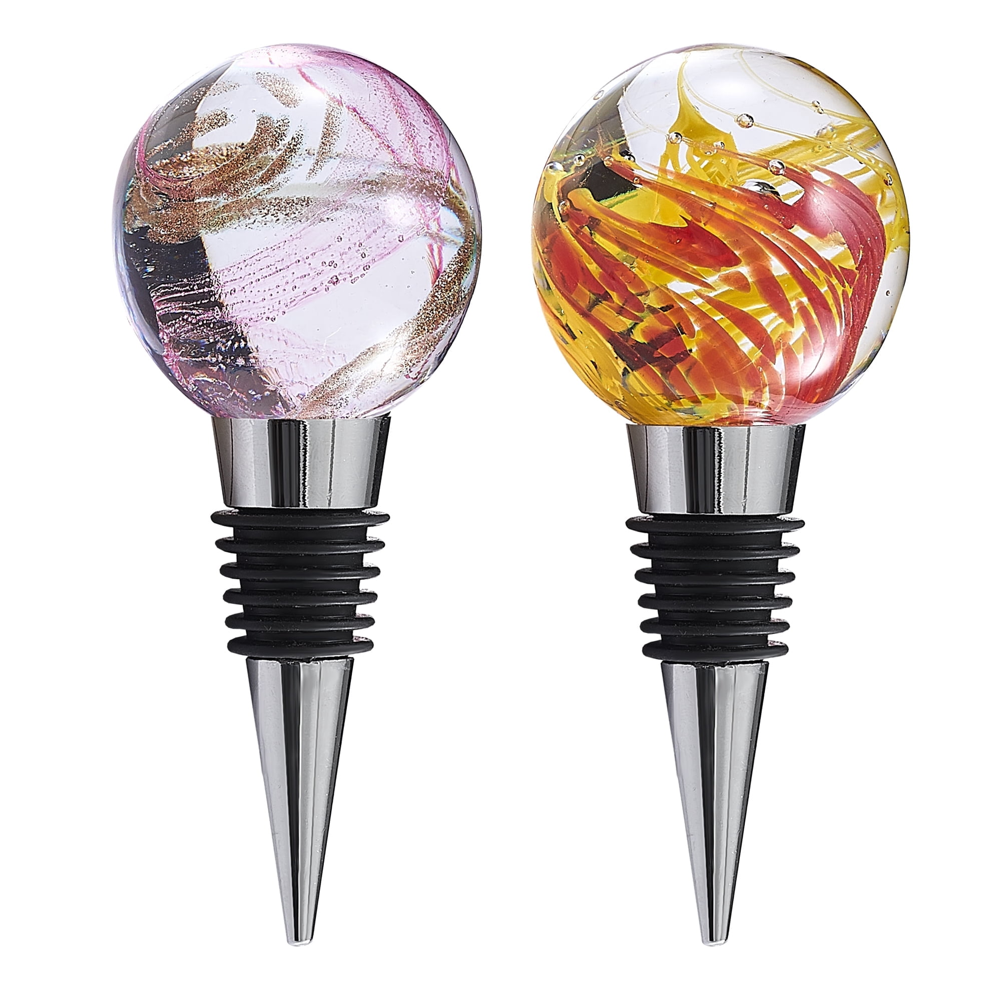 Longree Art Wine Bottle Stoppers, Blown Glass Ball Decoration,Reusable ...