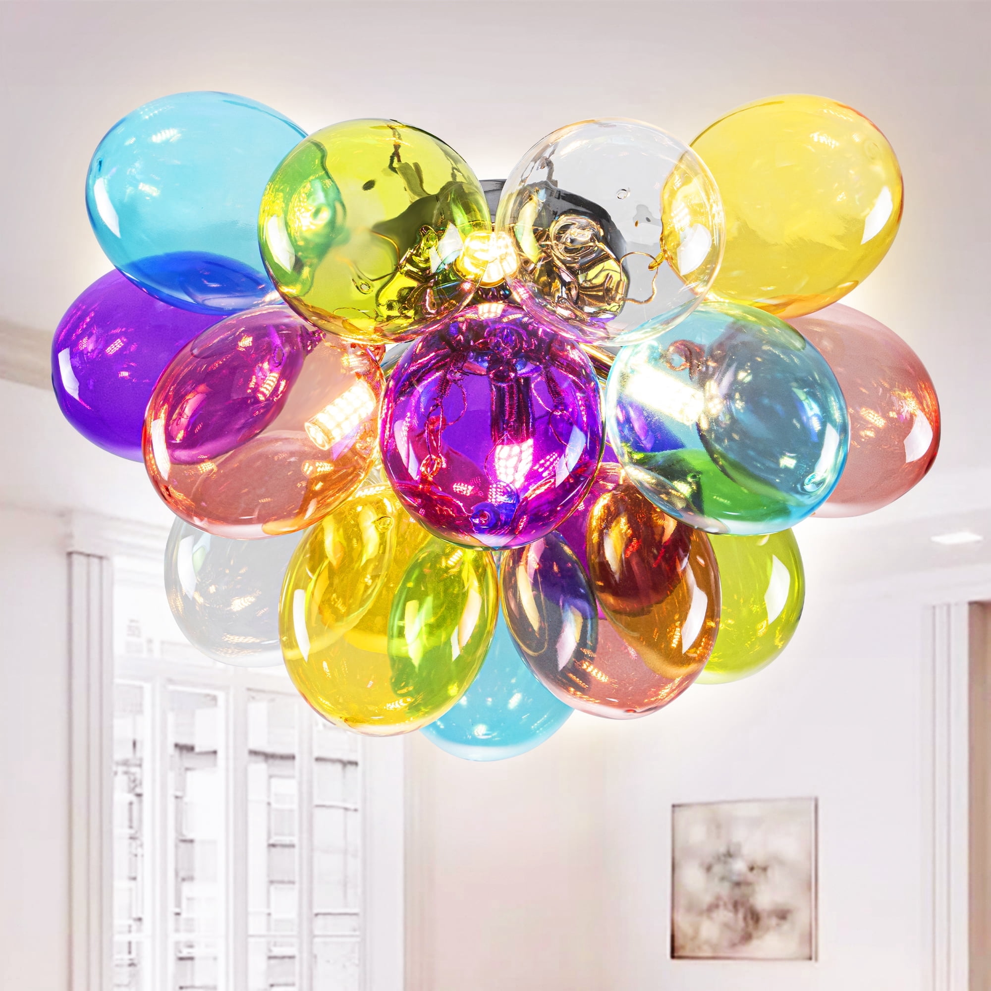 Longree Color Glass Bubble Ball Ceiling Light Fixture, Blown Glass ...