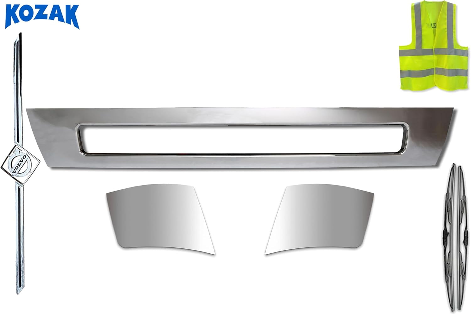 Central Bumper Chrome Strip and Bumper Extension Corners Chrome Trim ...