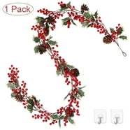 Gerson Snowy Ming Pine Garland with Drooping Branches and Pinecones ...