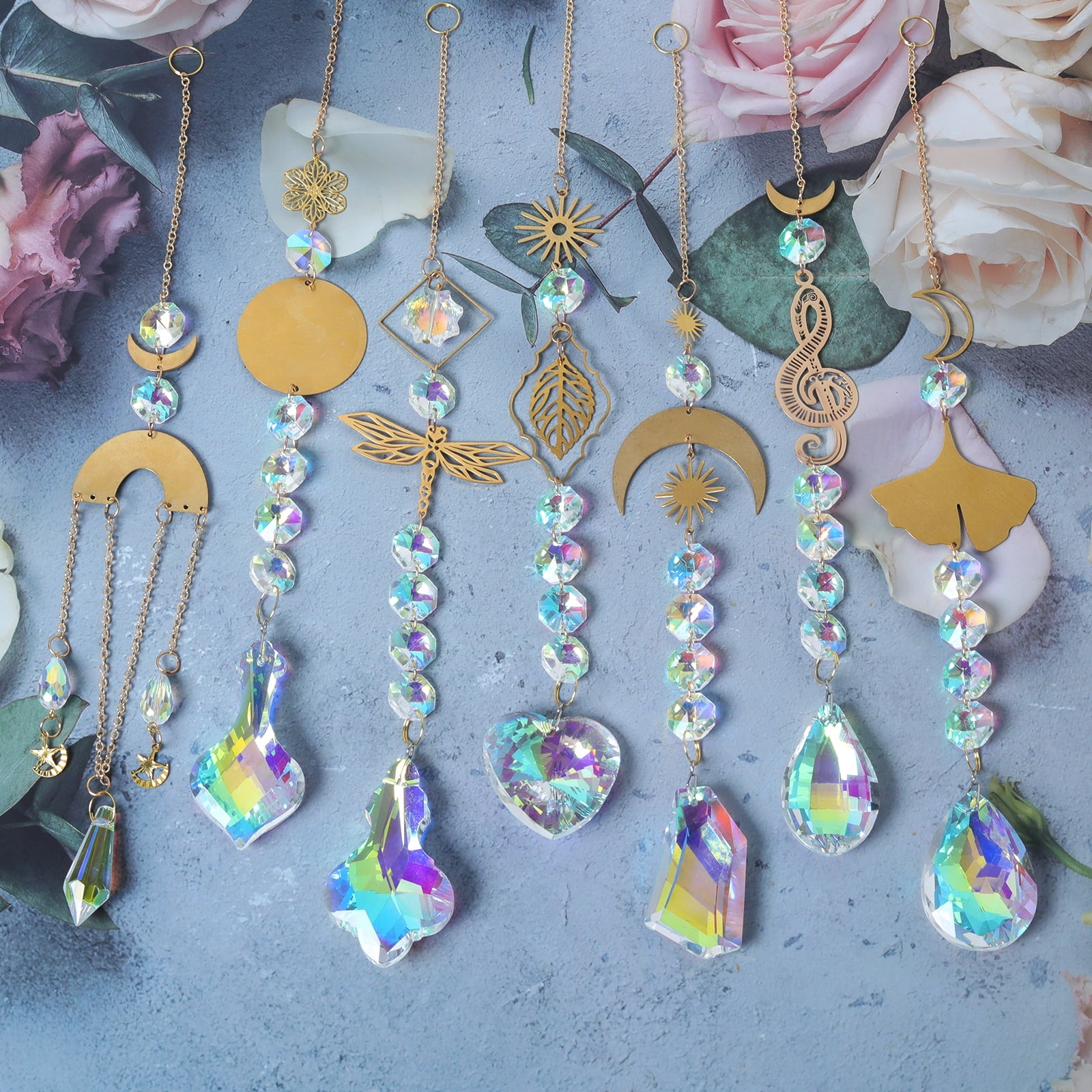 Longwin Suncatcher Chakra Crystal Color Beads Metal Window Charm ...