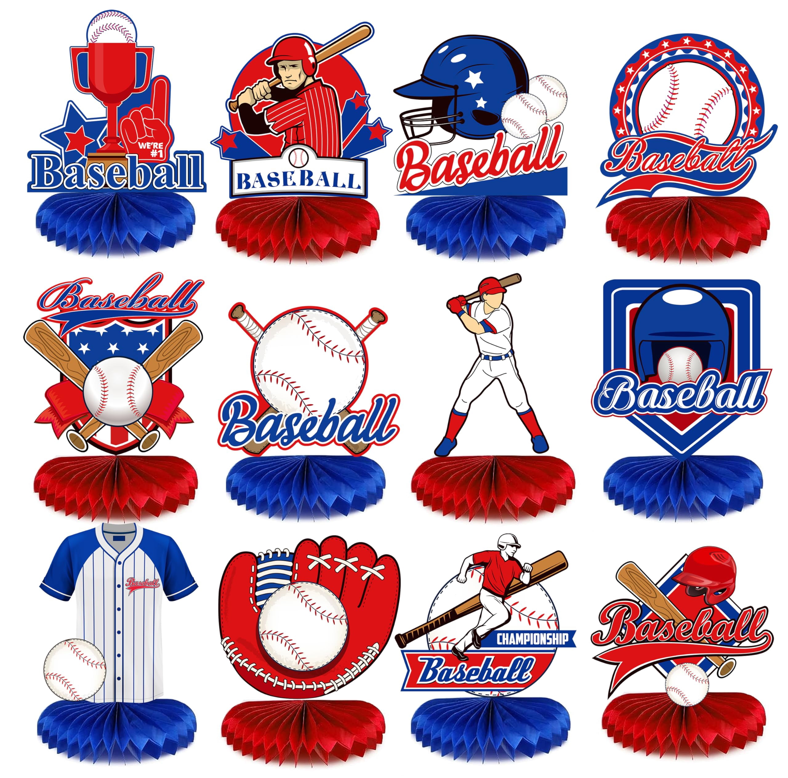 Longwu Baseball Birthday Party SSF20 Decorations,12 Pieces Baseball ...
