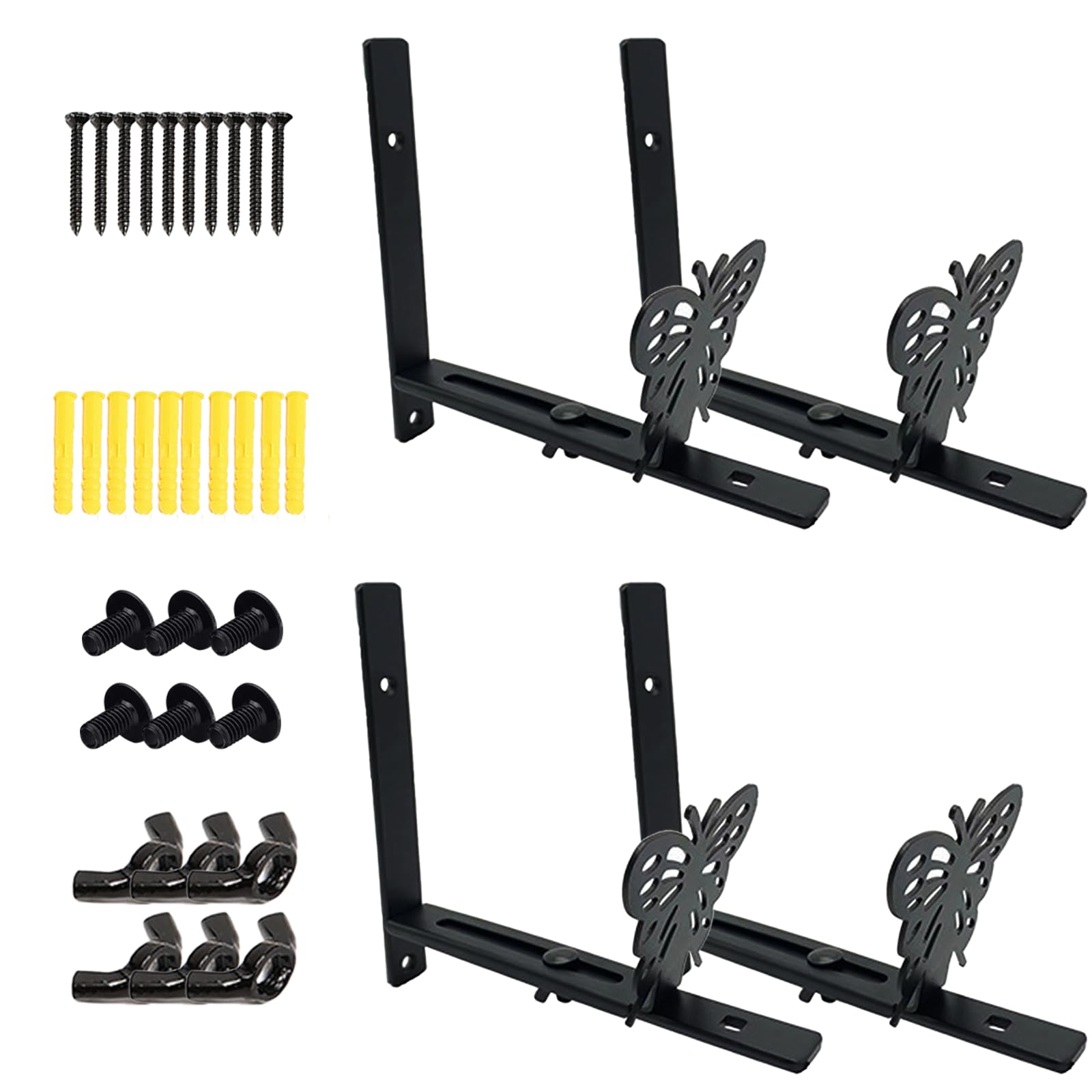 Longzhuo 4 Pack Window Box Brackets, Wall Mount Planter Box Brackets ...