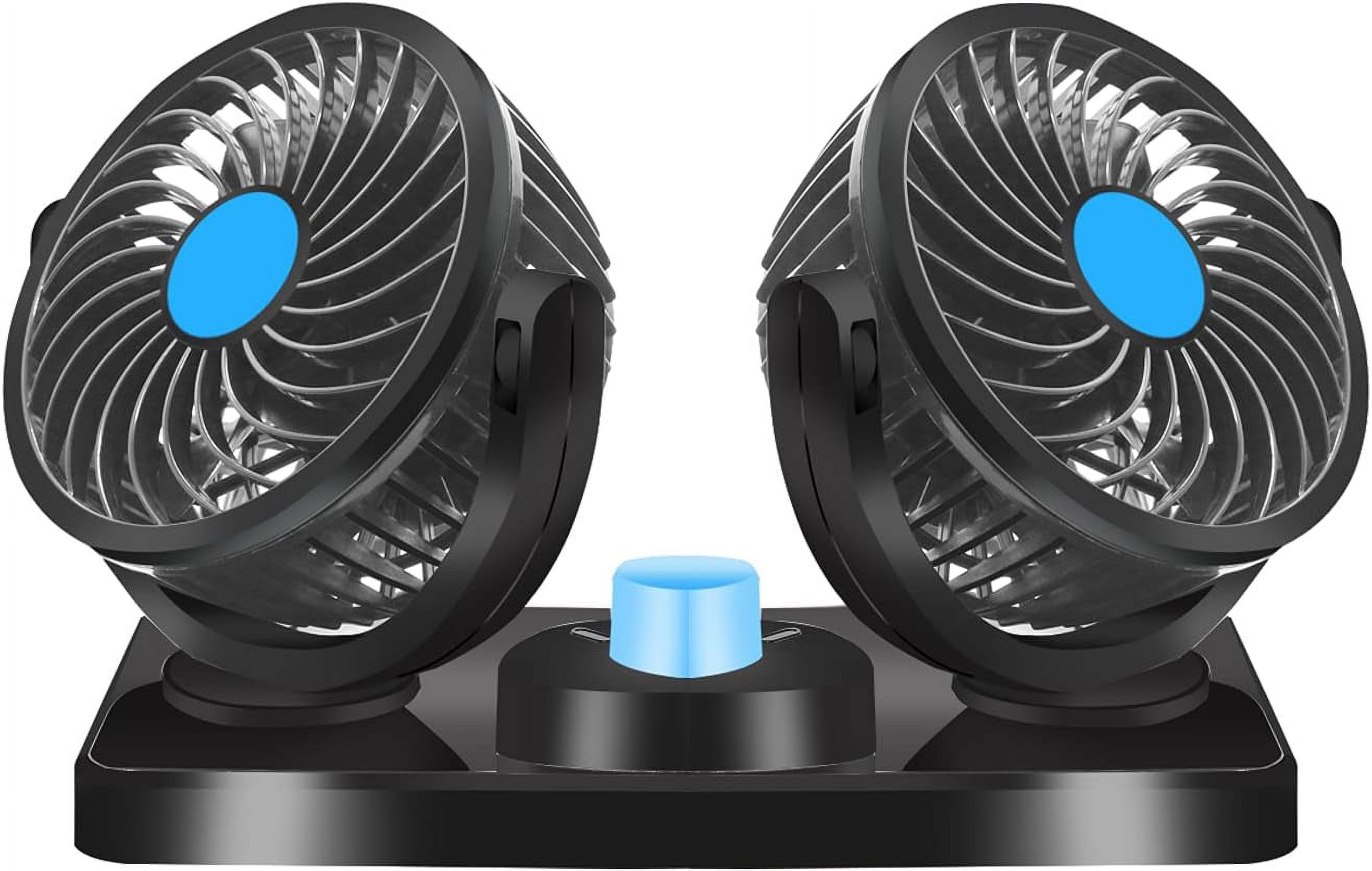 Longziming 12V Double Head Fan, Double Head Electric Fan, 360° Rotation ...