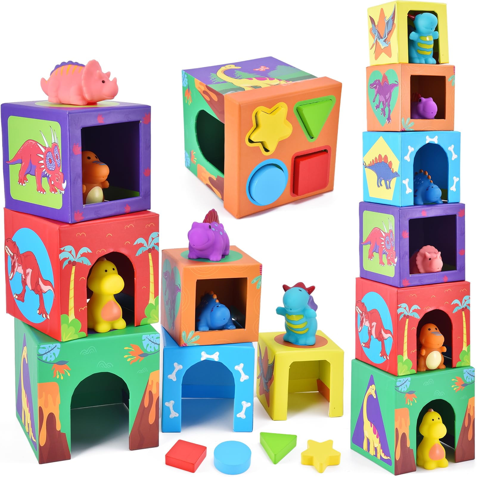 Lonico Dinosaur Stacking Sorting EC36 Toys Blocks for Toddlers Baby, Kids Number Learning ...