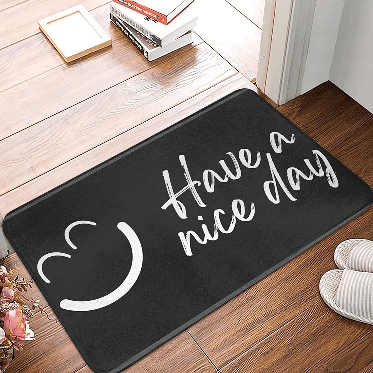 Lonkogqi Funny Welcome Doormat Smile Have A Nice Day Black Mats Indoor ...
