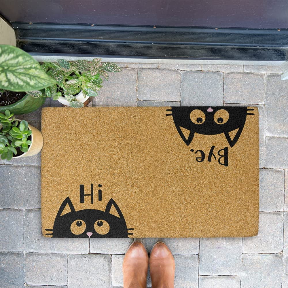Lonkogqi Welcome Door Mats Hi Bye Cat Doormat Cute Cat Housewarming ...