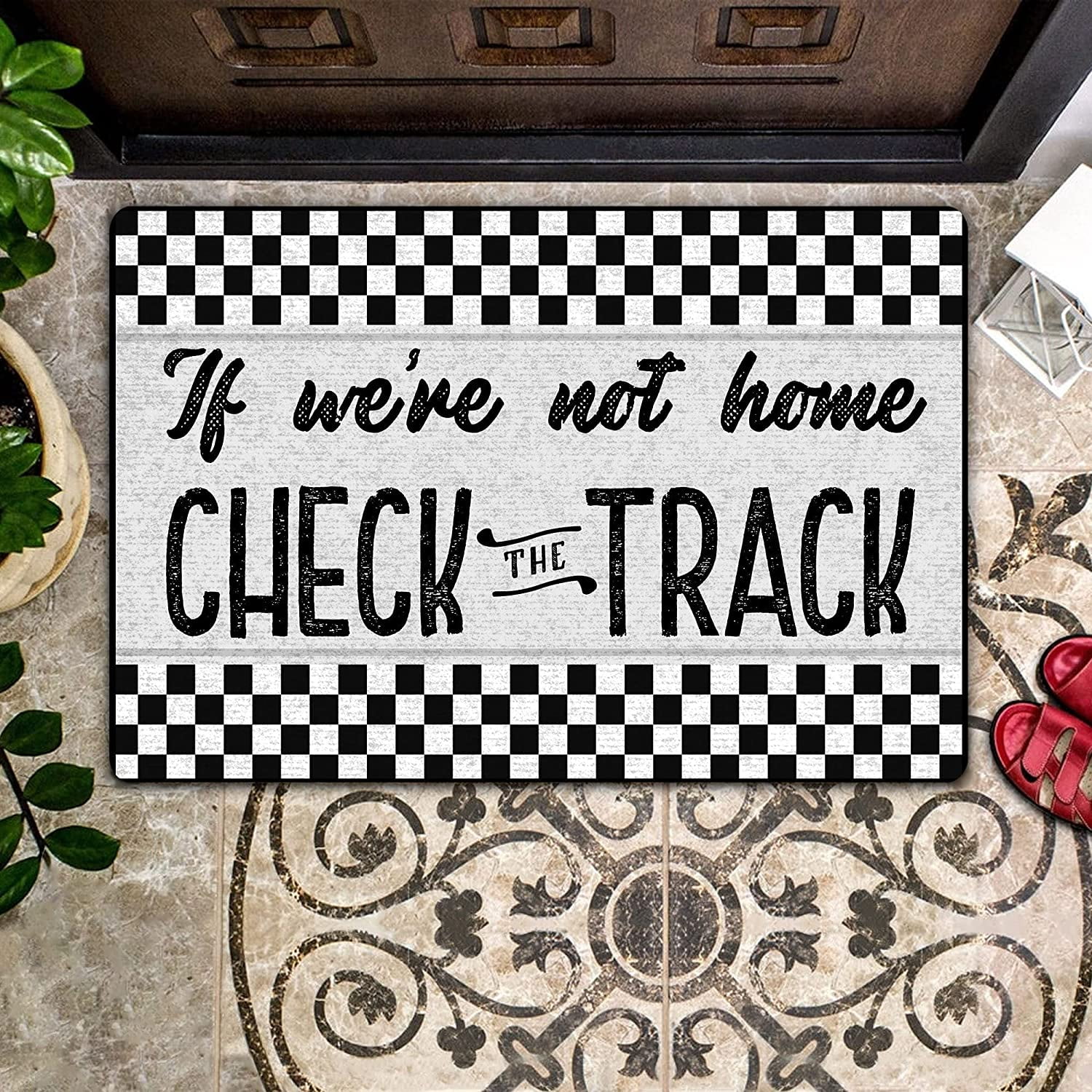 Lonkogqi Welcome Door Mats If We'Re Not Home Check The Track Doormat ...