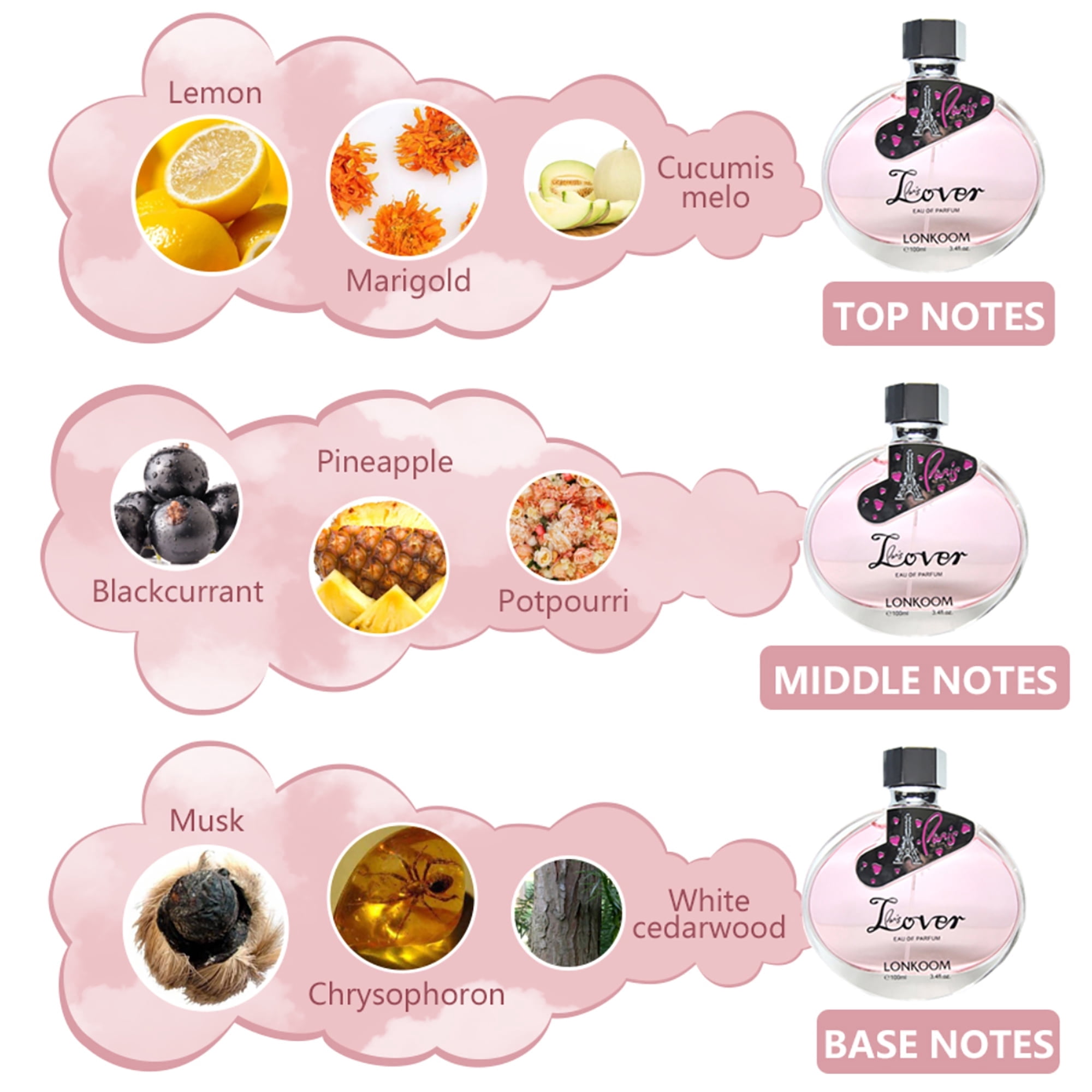 Lonkoom Paris Lover - Pink, Perfume for Women, 3.4 oz EDP Spray ...