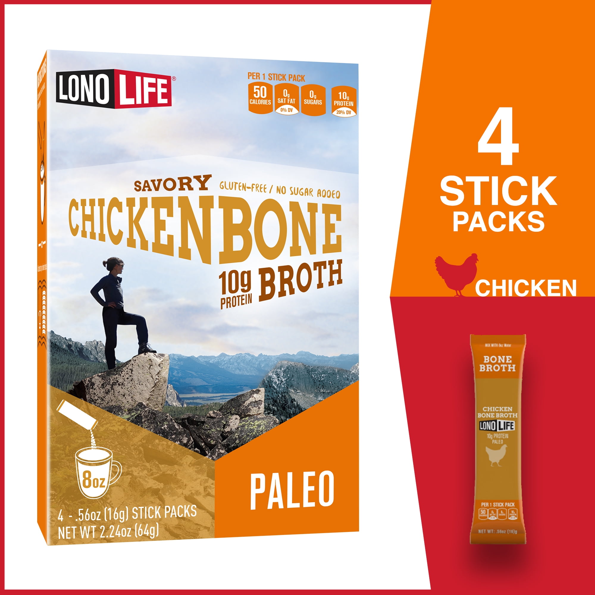 LonoLife High Protein Chicken Bone Broth Powder, Keto & Paleo Friendly ...