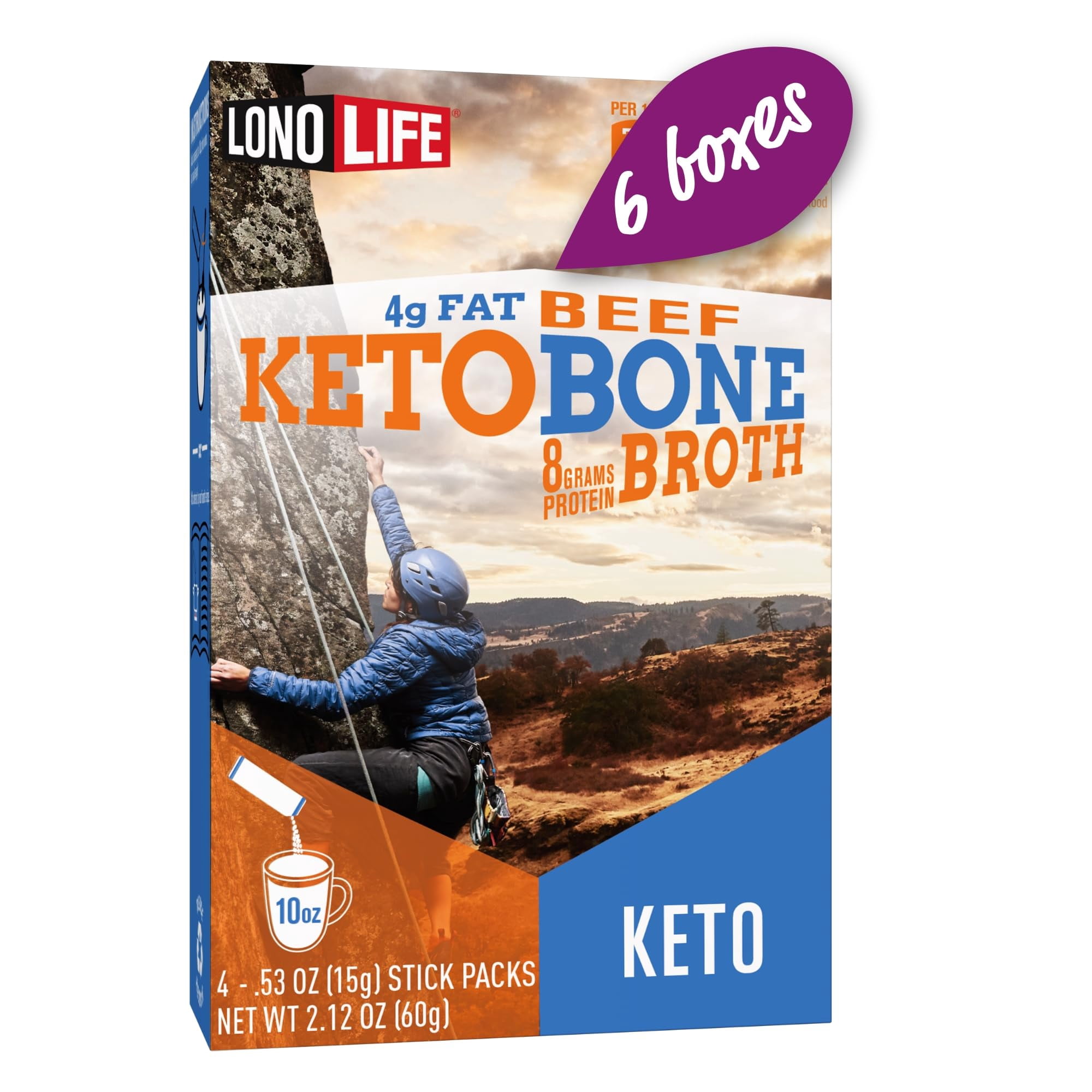 LonoLife Keto Beef Bone Broth Powder Mix | Grass-Fed, 10g Protein ...