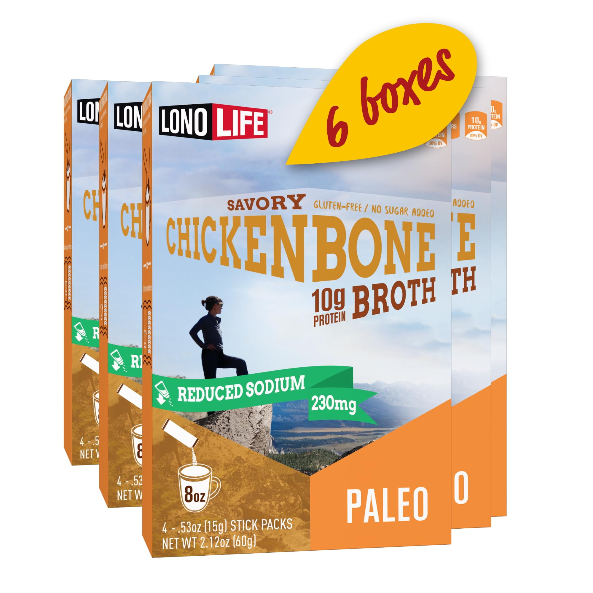 LonoLife Low Sodium Chicken Bone Broth Powder Mix | 10g Protein ...