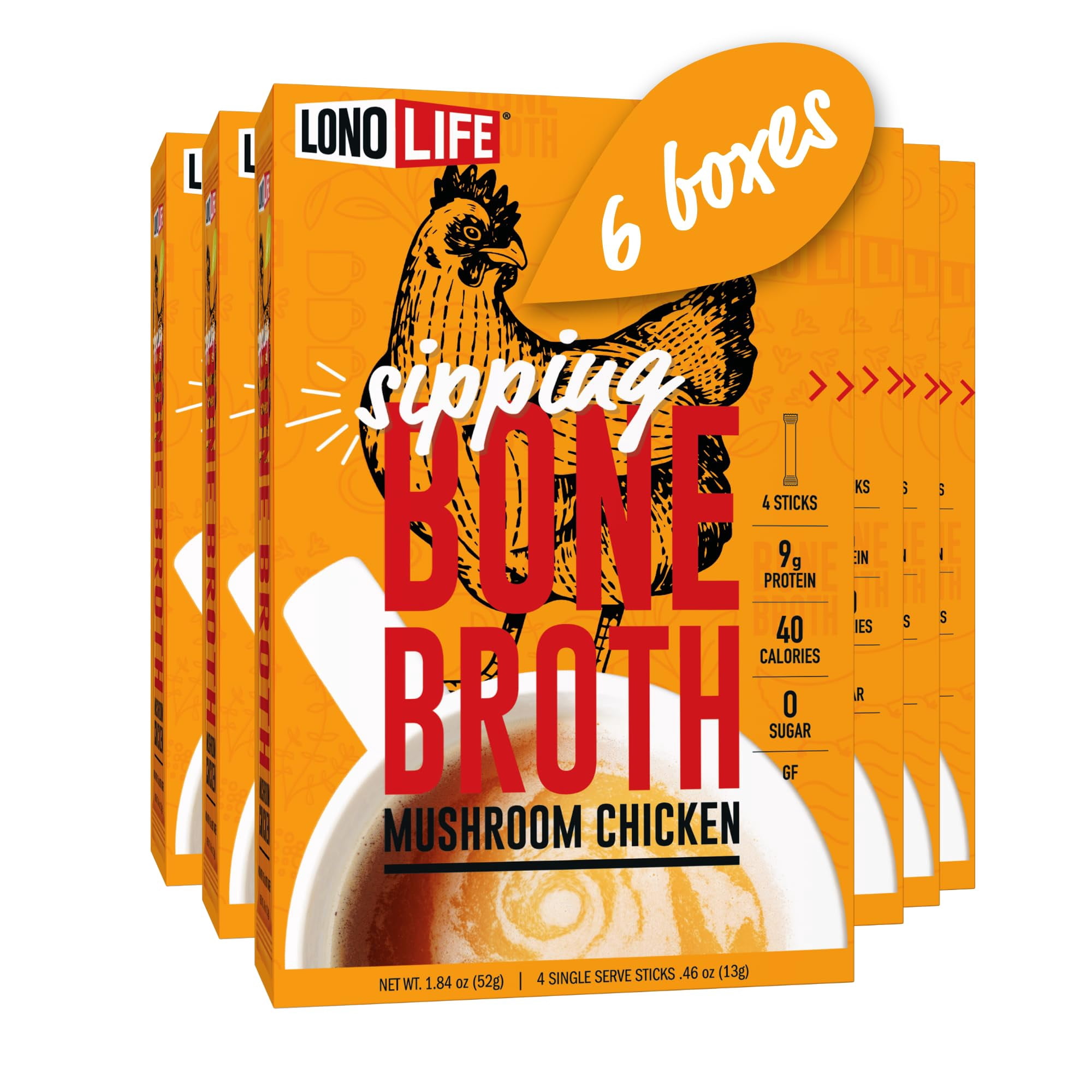 LonoLife Mushroom Chicken Bone Broth Powder Mix | 10g Protein ...