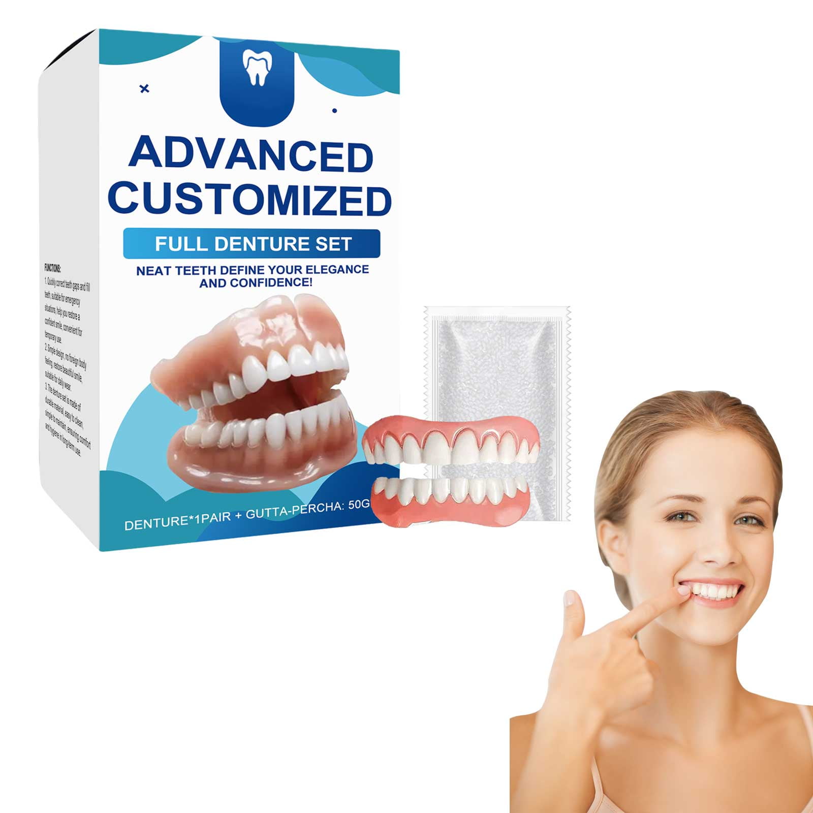 Lonsdssdsd Silicone Advanced Customized Full Denture Set, Soft and ...