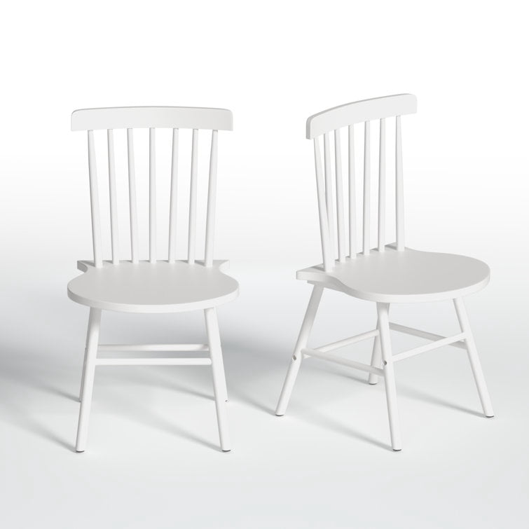 Lontai Solid Wood Windsor Back Side Chair for Home, Set of 2, White ...