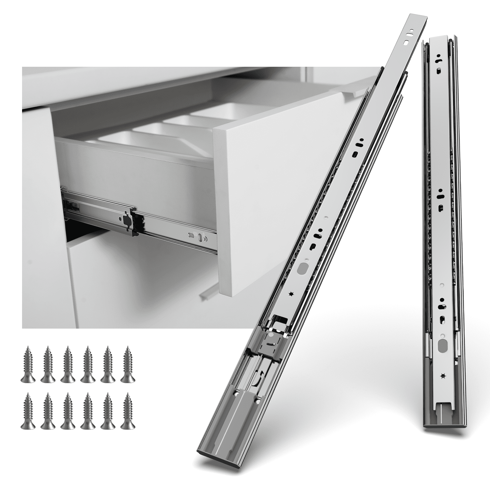Lontan 22inch Heavy Duty Drawer Slides, Soft Close Full Extension ...