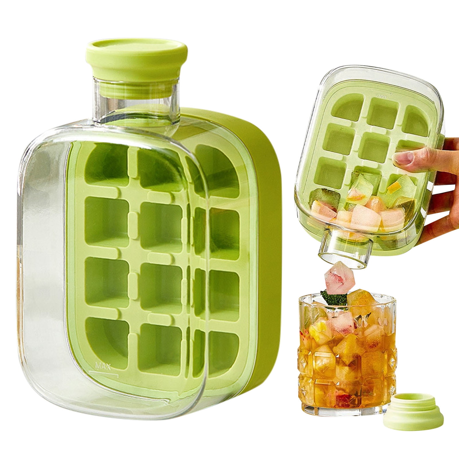 Lonzony 2 in 1 Ice Tray Bottle Press-to-Cold Ice Cube Mold Kettle Cool ...