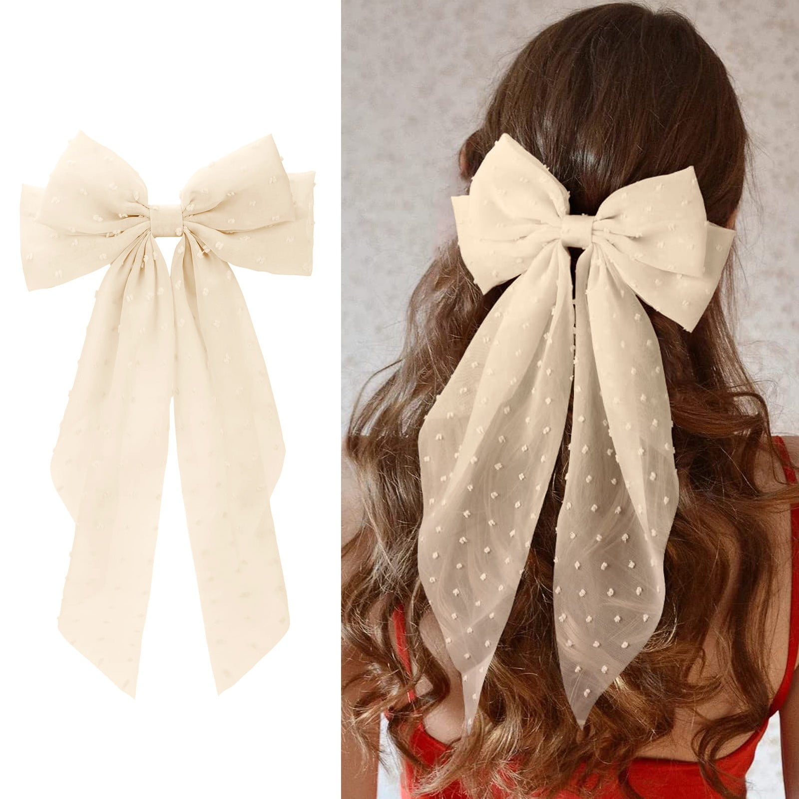 Lonzony Big Hair Bows For Women Large Hair Bow Barrettes Lace Hairclips ...