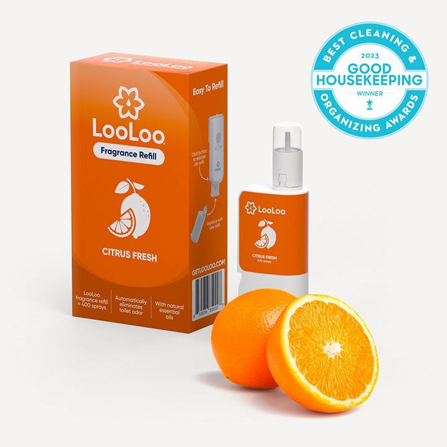 LooLoo Touch-Free Toilet Freshener Fragrance Refills- Natural Essential ...