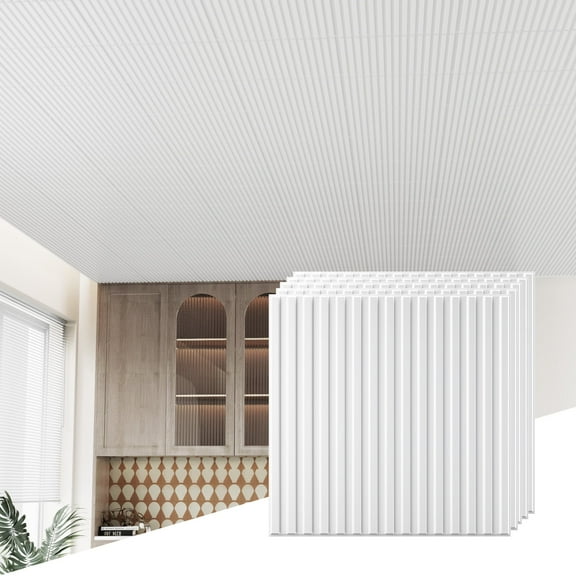 2x4FT White Ceiling Tiles, 24x48 Inch 6 PCS PVC Waterproof Smooth Drop ...