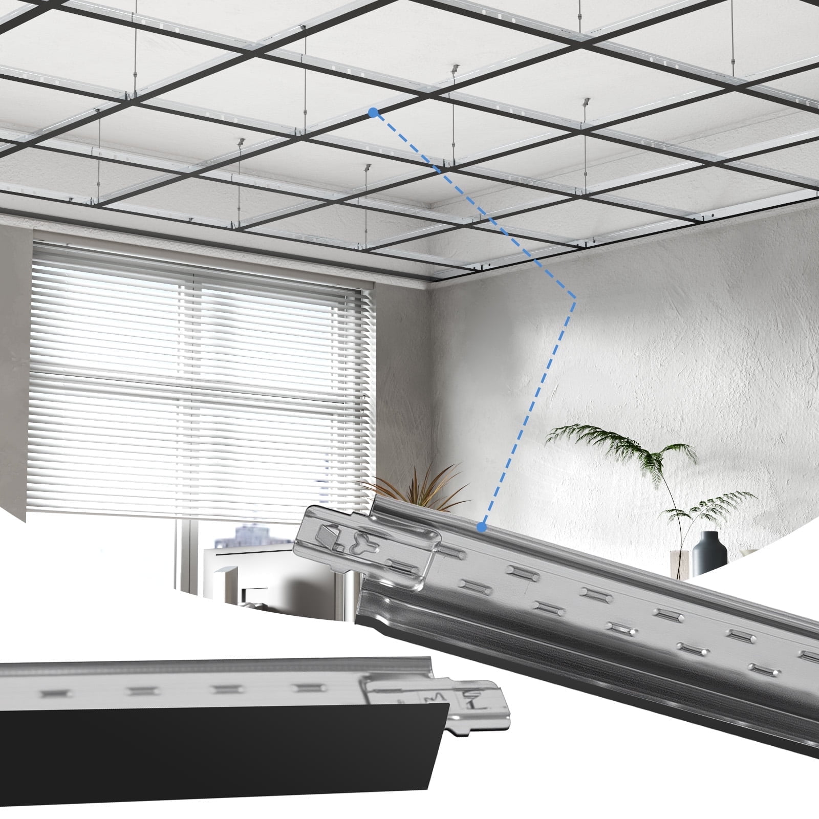 LooYee 75 PCS 48 Inch Cross Tee Drop Ceiling Grid Black, 4 Ft Galvanized Steel Rust & Fire ...